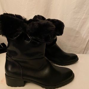 Laura Scott | Shoes | Laura Scott Black Leather Ankle Boots Fur Lined 7 ...